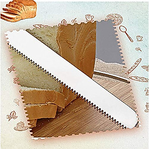 Bread Knife,Bread Slicer,10-Inch serrated knife, High Carbon Stainless Steel Cake Knife, Serrated Bread Cutter with two green splitters