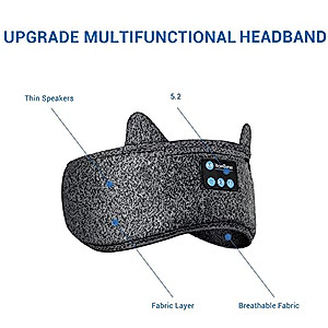 Yontune Sleep Headphones Headband Wireless Music Cozy Sport for Travel Sleeping Workout Unique Gifts