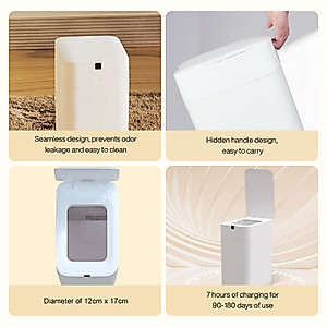 Airdeer Automatic Trash Can, 3 Gallon Self Sealing and Self-Changing Smart Trash Can, Motion Sensor, Touchless Garbage can with lid for Kitchen Bathroom Bedroom Office, 6 Refill Rings(C3, White)