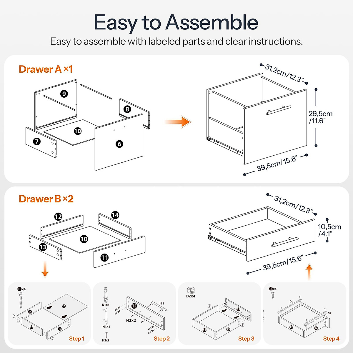 HOOBRO 3 Drawers File Cabinet, Rolling Filing Cabinet, Office Cabinet for Home Office, Mobile Pedestal on 5 Wheels, for A4, Letter Size, Hanging File Folders, Rustic Brown and Black BF02WJ01G1