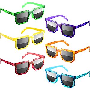 Flutesan Pixel Sunglasses Miner Party Favors Pixel Party Favors Glasses for Kids Adults Birthday Party Pixelated Game Party Supplies(12 Pair)