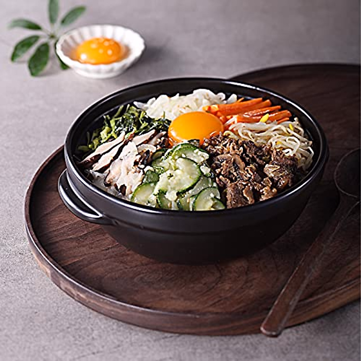 GREATUS Korean Dojagi R Pot/Premium Korean Stone Pot with lid Stone Bowl Ttukbaegi Dolsot (Large)