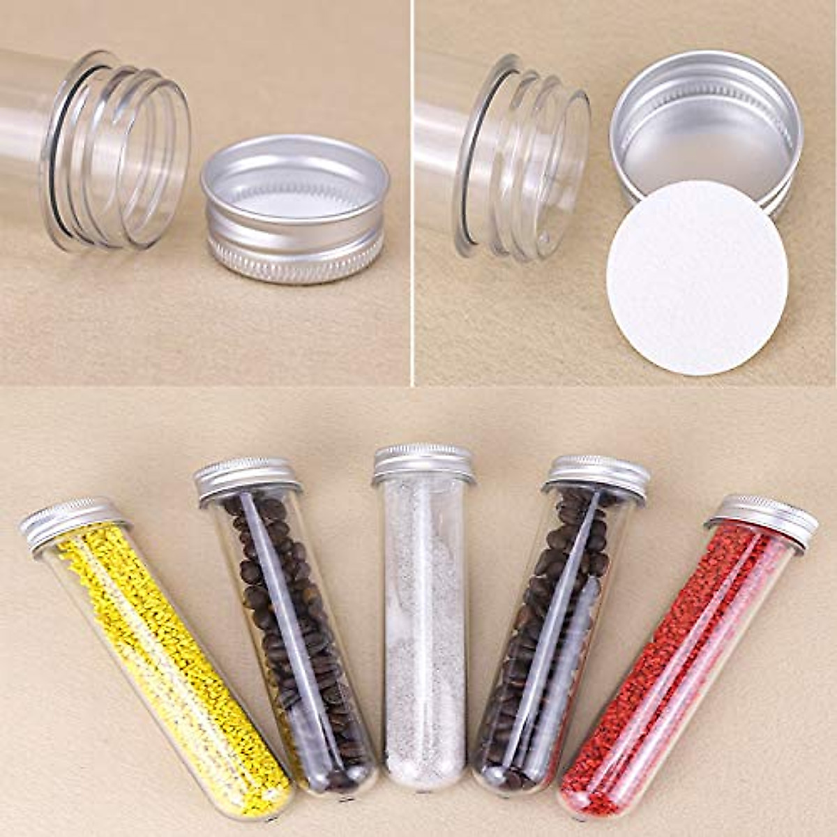 45ml Clear Plastic Test Tubes, 25x140mm Tube for Sample, for Scientific Experiments, Party, Decorate The House, Candy Storage, 6 Pcs.