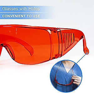 EZGO Dental Lab Safety Glasses, Red Goggle Eyewear, Anti-Fog Protective Eye Shield Safety Glasses for Teeth Whitening Curing Light, Fit Over Glasses for Adults & Kids