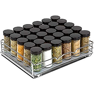 Pull Out Cabinet Organizer for Spices, Cans - Heavy Duty with Lifetime Limited Warranty - Pull Out Spice Rack- Chrome 12-3/8"Wx 10-1/2"D x 2-3/4” H Cabinet Pull Out Shelf for Cans, Dishes, Etc.