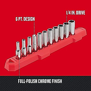 CRAFTSMAN Socket Set, Metric, 1/4" Drive, 6 Pt., 11Piece (CMMT12051)