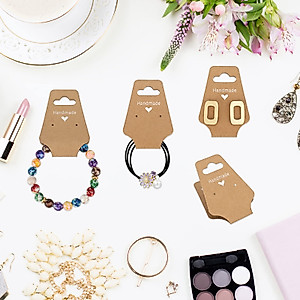 joycraft 100Pcs Bracelet Display Cards, 4.7x1.7 inch Self Adhesive Necklace Display Cards, Brown Jewelry Holder Cards, Sturdy Hanging Jewelry Cards for Earring, Bracelet, Necklaces, Scrunchies