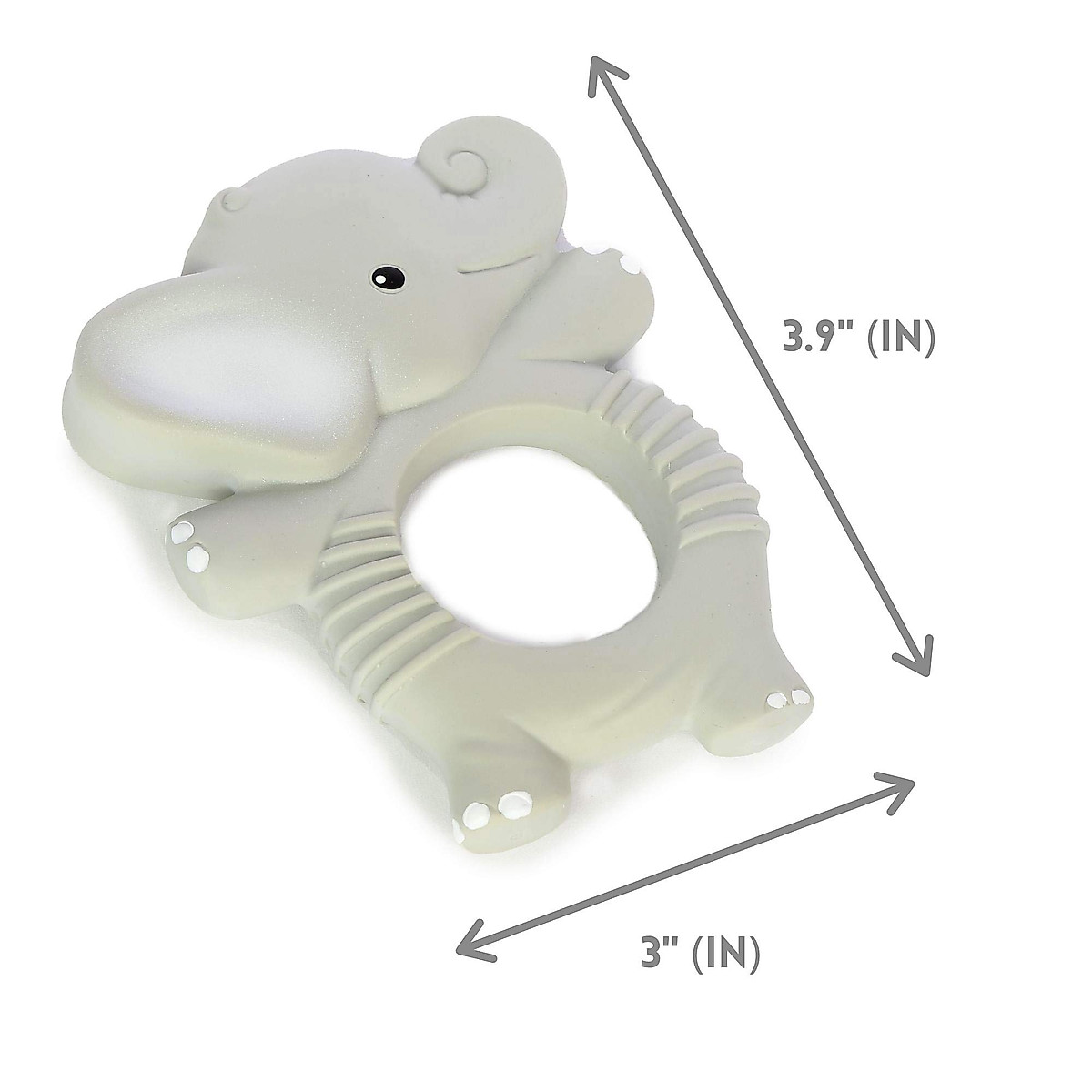 Lil' Llama Baby Elephant Teether - 100% Natural Rubber Teething Ring - Non-Toxic, BPA Free Elephant Teething Ring - Safe Cute Baby Teething Rings for Babies