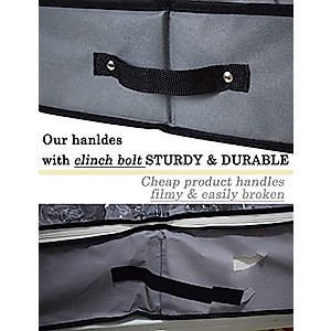 VAKMRVE Under Bed Shoe Storage Organizer,2 Pack Fit 24 Pairs, Underbed Shoe Storage Containers Box Bags with Clear Cover,Reinforced Handles,Sturdy zippers,Breathable Fabric Gray