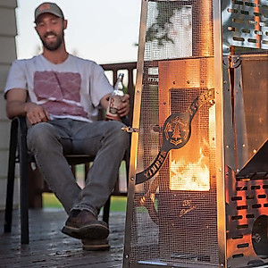 90,000 BTU Stainless Steel Outdoor patio Heater, 12 Ft Heating Radius, Wood Pellet Fired (Big Timber Elite | Revere Edition))