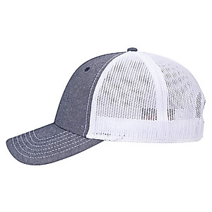 OTTO Cotton Blend Chambray 6 Panel Low Profile Baseball Cap - NVY/Wht