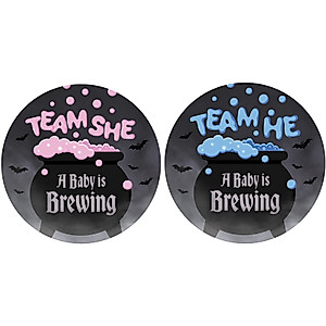 Baby is Brewing Halloween Gender Reveal Party - Bubbling Witch Cauldron Team He or Team She - 40 Stickers