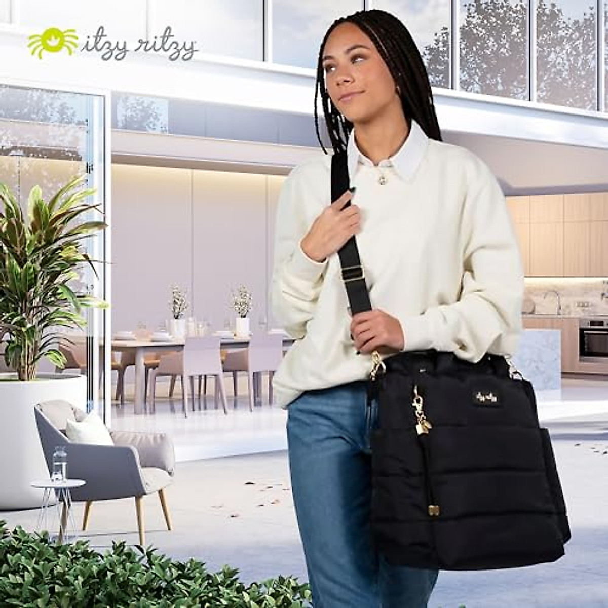 Itzy Ritzy Dream Convertible Diaper Bag Tote Backpack - Baby Diaper Bag with 14 Pockets, Changing Pad & More (Midnight Black)