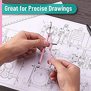 Mr. Pen- Professional Compass for Geometry, Pink, Extra Leads, Metal Compass, Compass, Compass Drawing Tool, Drawing Compass, Drafting Compass, Compass for Students, Compass for Woodworking