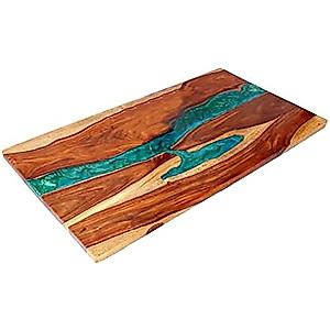 Epoxy Table, Live Edge Wooden Table, Epoxy Resin River Table, Natural Wood,Dining Table, Natural Epoxy Table, Resin Table 42" x 24" Inch