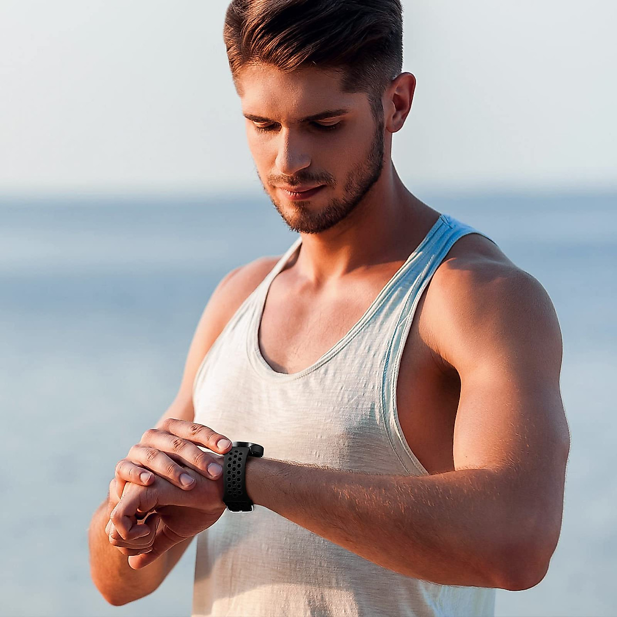 DaQin No Gap Sport Band Compatible with Samsung Galaxy Watch 7/6/5/4 Band 40mm 44m/Galaxy Watch FE/Watch 6 4 Classic 43mm 47mm 42mm 46mm/Watch 5 Pro 45mm, 20mm Soft Silicone Wristbands for Women Men