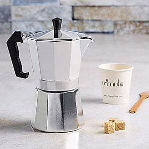 Primula Classic Stovetop Espresso and Coffee Maker, Moka Pot for Italian and Cuban Café Brewing, Greca Coffee Maker, Cafeteras, 6 Espresso Cups, Silver