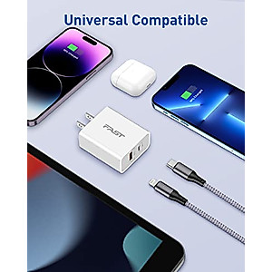 iPhone 14 13 12 Super Fast Charger [Apple MFi Certified], LUOSIKE 2-Pack 20W PD Fast USB C Wall Charger Block with 10FT Long USB C to Lightning Cable for iPhone 14 13 12 Pro Max Mini 11 XS XR X, iPad