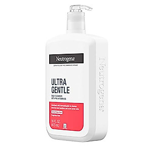 Neutrogena Ultra Gentle Daily Facial Cleanser with Pro-Vitamin B5 for Acne-Prone & Sensitive Skin, Fragrance-Free, Dye-Free, Soap-Free, Paraben-Free & Hypoallergenic Face Wash, 16 fl. oz