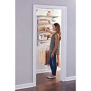 Rubbermaid Configurations Deluxe Custom Closet Kit, 3-6 Ft. Adjustable Metal Wire Shelving, Titanium Finish, Expandable Organization System, Hardware Included, for Home Closet/Pantry/Laundry/Mudroom