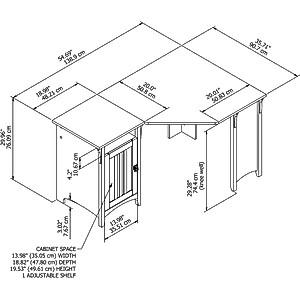 Bush Furniture Salinas 55 Inch W Corner Desk with Storage Cabinet, Antique White (SAD155AW-03)