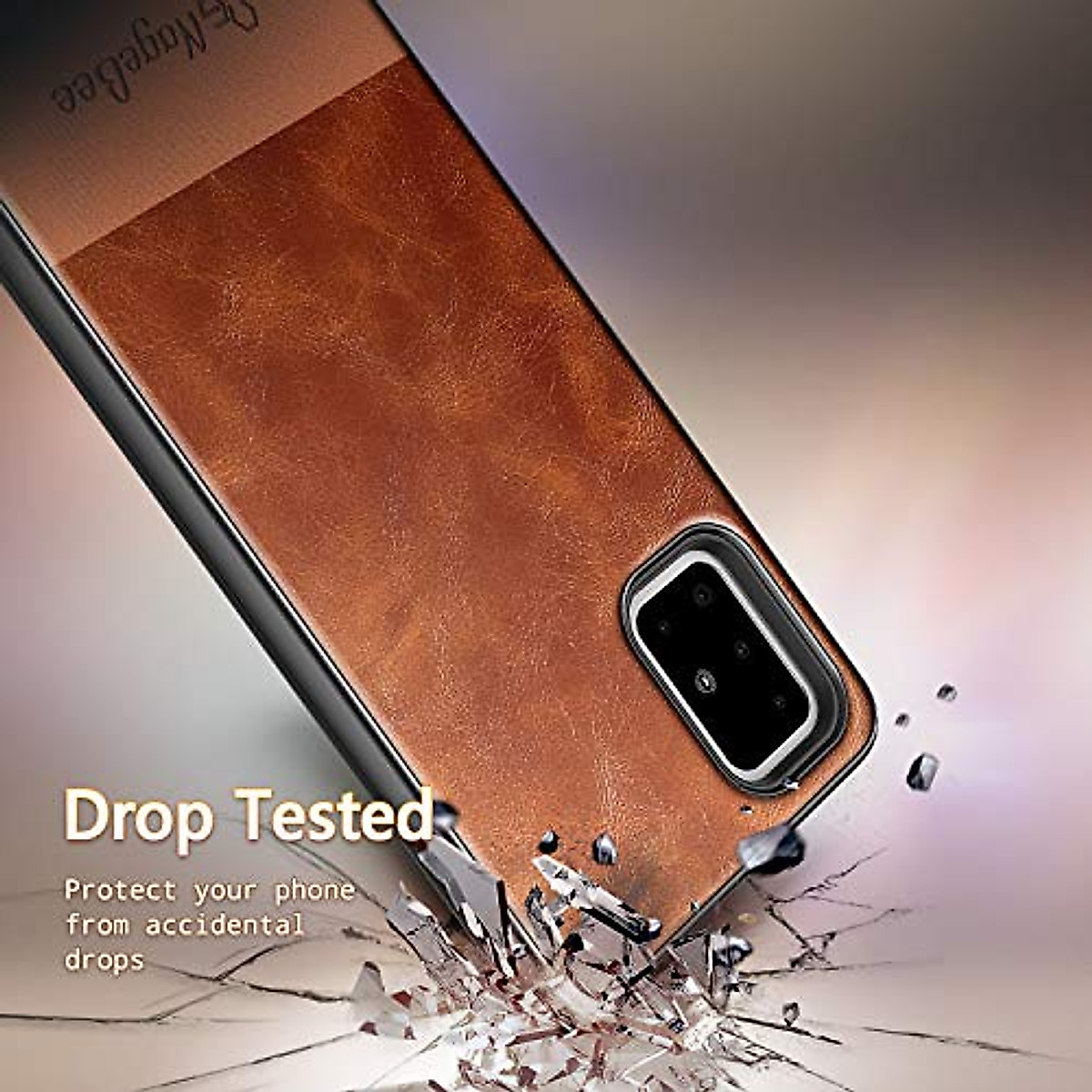 E-Began Case for Samsung Galaxy A51 4G with Tempered Glass Screen Protector (Maximum Coverage), Premium Cowhide Leather Hybrid Defender Protective Shockproof Rugged Durable Case -Brown