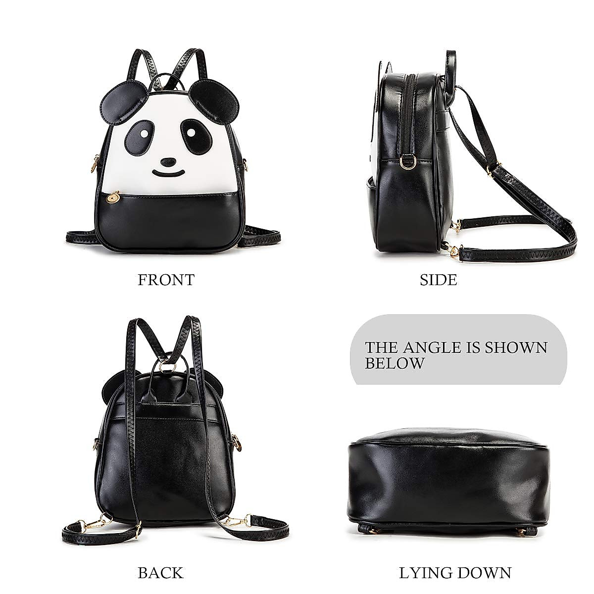 Girls Mini Backpack Toddler 3D Animal Casual Daypack PU Leather Preschool Convertible Shoulder Bag Gift for Kids (Black-01)