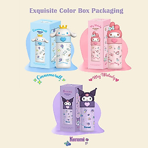 360ML/12.2oz Kawaii Water Bottle, Kuromi Thermos Water Bottle, Cute Insulated Water Bottle, Stainless Steel Water Cup for Hiking, Camping, Traveling, Office, School, Car, Girls