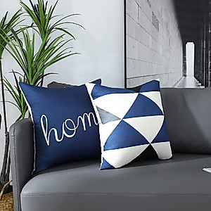 Throw Pillow Covers 22X22 inch Set of 4 Linen Farmhouse Home Decor Square Geometric Abstract Accent Pillow Cover Decorative Cushion Modern Outdoor Indoor Pillow Case for Couch Sofa Chair