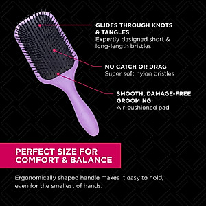 Denman Tangle Tamer Ultra (Violet) Detangling Paddle Brush For Curly Hair And Black Natural Hair - use with both Wet & Dry Hair, D90L