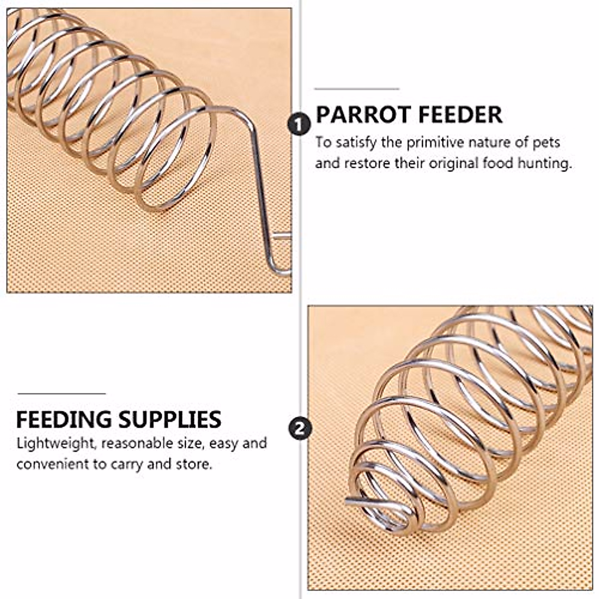 Balacoo Parrot Food Holder Stainless Steel Parrot Foraging Toy Bird Hanging Food Basket for Birds Food Fruits Basket Millet Feeding Device