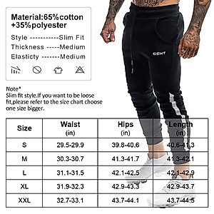 Men's Slim Fit Joggers, Athletic Workout Training Pants for Gym Running，Sweatpants for Men with Side Stripes(Black-M)