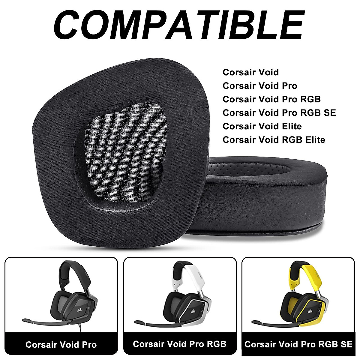 Replacement Ear Pads Cushions for Corsair Void, Void pro, Void pro RGB, Void Pro RGB SE, Void Pro Elite/RGB Wireless Gaming Headsets (Cooling-Gel)