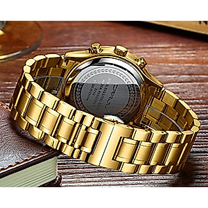 CRRJU Mens Watches Fashion Business 3-Sub Dial Full Steel Outdoor Sport Waterproof Wrist Watch for Men