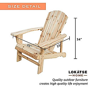 LOKATSE HOME Outdoor Wooden Adirondack Chairs Natural for Yard, Patio, Garden, Lawn