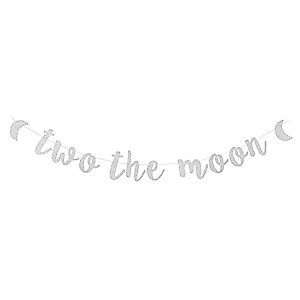 Glitter Silver Two the Moon Banner Kid¡®s Second Birthday Party Bunting Garland
