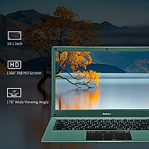Azeyou Newest 14.1" Thin Light Business Student Laptop Computer, up to 2.8GHz Celeron N4020 Processor, 4GB DDR4 RAM, 64GB Storage, 2MP Webcam, WiFi, Bluetooth, Windows 11 Laptop Green