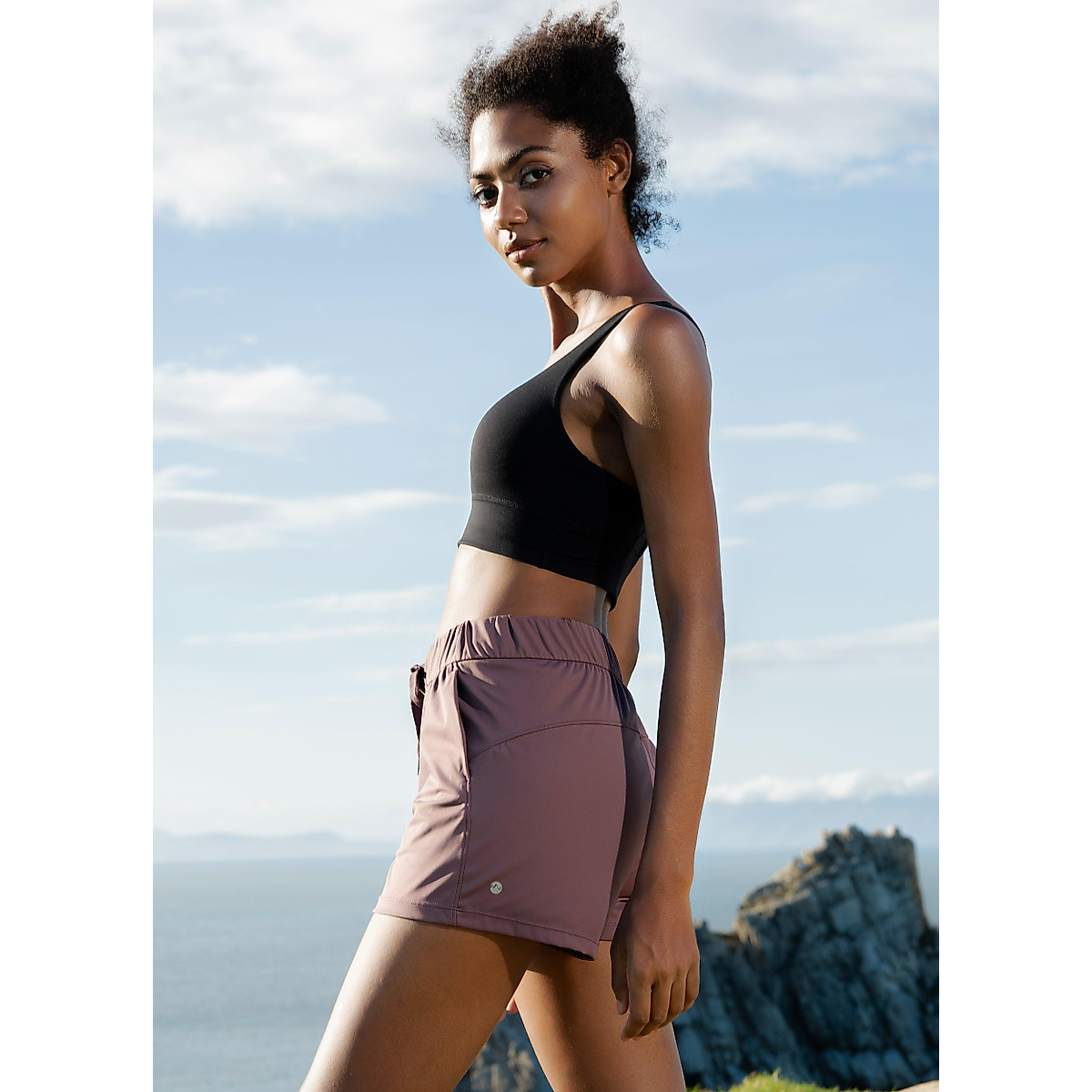 Willit Women's Shorts Hiking Athletic Shorts Yoga Lounge Active Workout Running Shorts Comfy Casual with Pockets Brown L