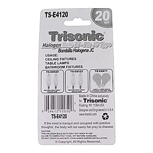 Lot of 6 Halogen Bulbs 20 WATT 120Volt Bi-Pin JC J Type Trisonic TS-E4120