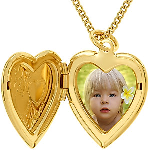 LIFETIME JEWELRY Photo Locket for Women and Girls [ Two Hearts ] - 20X More Real 24k Gold Plating Than Other Heart Locket Necklaces That Hold Pictures (Yellow Gold Pendant with 18" Chain)