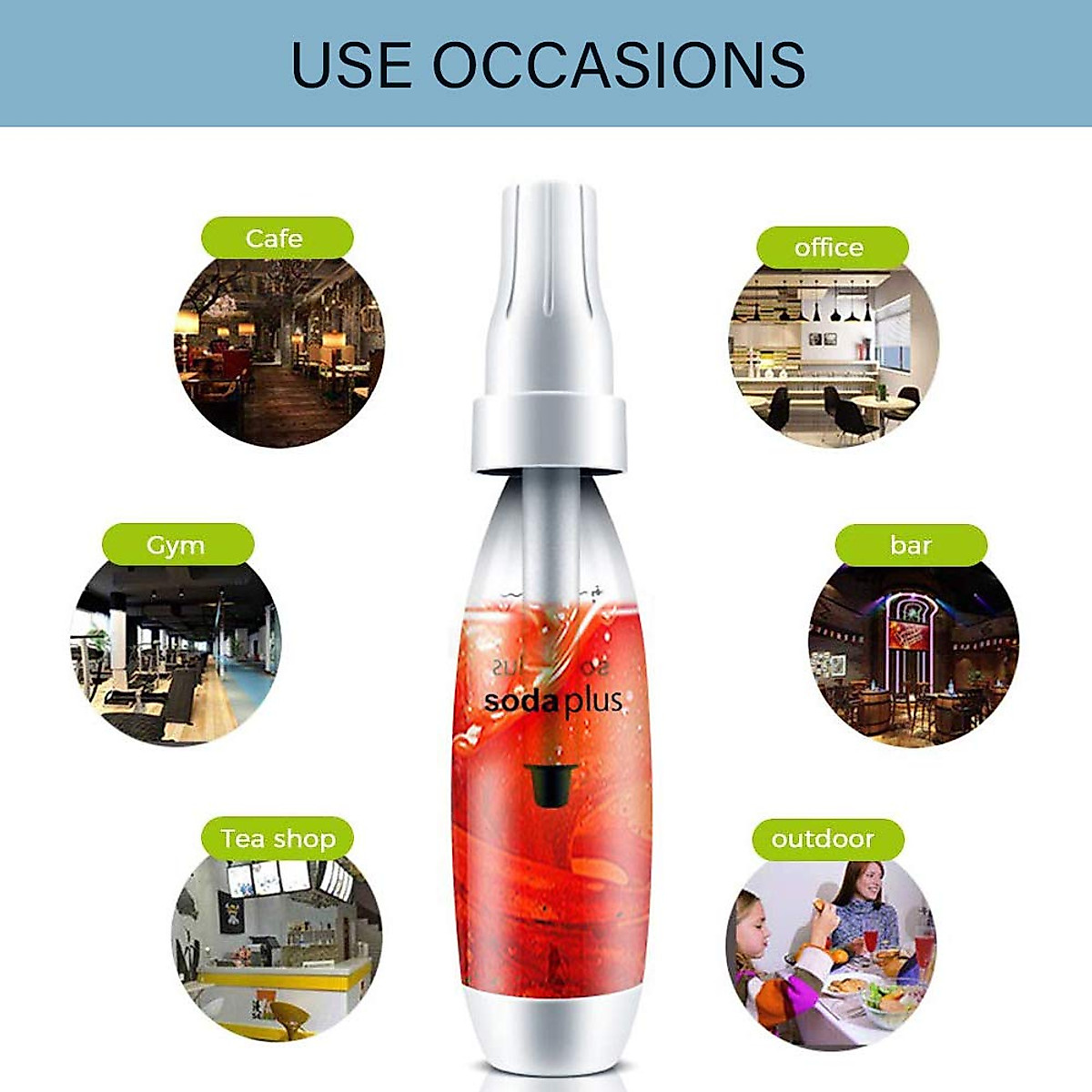 Hand-held Soda Maker Home Bar Office DIY Bubble Fruit Juice Carbonated Water Healthy Drinks Machine, 1L,NoCO2Charger