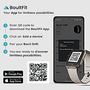 Boult Drift Smart Watch with 1.69" HD Touch Screen, Fitness Tracker, Bluetooth Calling, IP67 Waterproof, Heart Rate & Blood Pressure Monitoring, SpO2 Smartwatch Compatible with Android & iOS (Beige)
