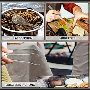 Disposable Plastic Serving Utensils Set - 18 Pack for Parties and Events - Heavy Duty Plastic - Clear 10" Spoons, Forks, and 6" Tongs - Perfect for Serving - Great Value