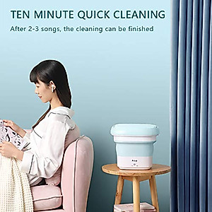 ZKU 2020 Upgraded Portable Washing Machine, Folding Automatic Laundry Machine, Turbine Washer, USB Cable, Low Noise, Mini Washing Machine for Camping, Dorms，Apartments， Business Trip - Blue