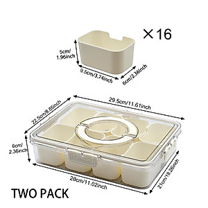 2 Pack Snackle Box with Clear Lids and Handle, Divided Serving Tray Portable Snack Platter No-Spill Snack Box Charcuterie Container Organizer for Travel, Salad Bar, Fridge, Camping, Fishing, Party