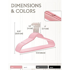 Smartor Pink Velvet Hangers - 50 Pack, Felt Hangers Non Slip Rose Gold Velvet Hangers, Heavy Duty Felt Hanger Flocked Hangers as Coat Hangers, Suit Hangers - Heavy Duty Clothes Hangers Velvet - Pink