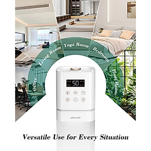 akacozie Humidifier Large Room Home Bedroom, 2.1Gal/8L Top Fill, Cool Mist Humidifiers for Bedroom with Essential Oil Diffuser, 360 Nozzle and Extended Tube for Indoor Plant, Whole House, Baby, Quiet