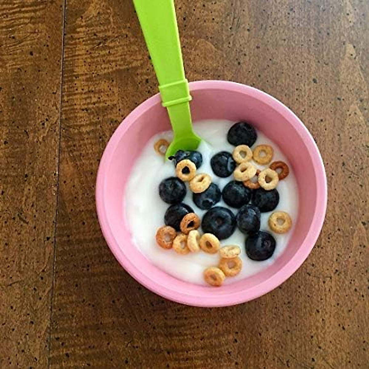 Re-Play Made in USA Toddler Dinnerware Set - 10 oz. Open Cup, 7" Flat Plate, 12 Oz. Bowl, Rounded Tip Fork and Deep Scoop Spoon - Dishwasher/Microwave Safe Plastic Dinnerware Set - Kelly Green