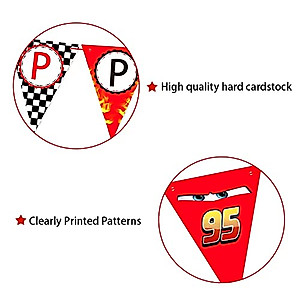 Race Car Happy Birthday Banner Party Decorations,Racing Themed Party ，Racing Party Sign,Let't Go Racing Checkered Flag Party Themed Party Supplies Decorations