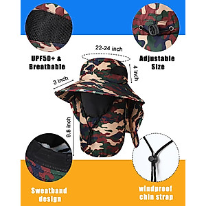 9 Pcs Summer Fishing Hat Women Men Sun Hats with UV Protection Wide Brim Outdoor Hat with Face Cover and Neck Flap Rollable Fishing Cap with Removable Face Flap for Gardening Hiking Beach, 7 Colors